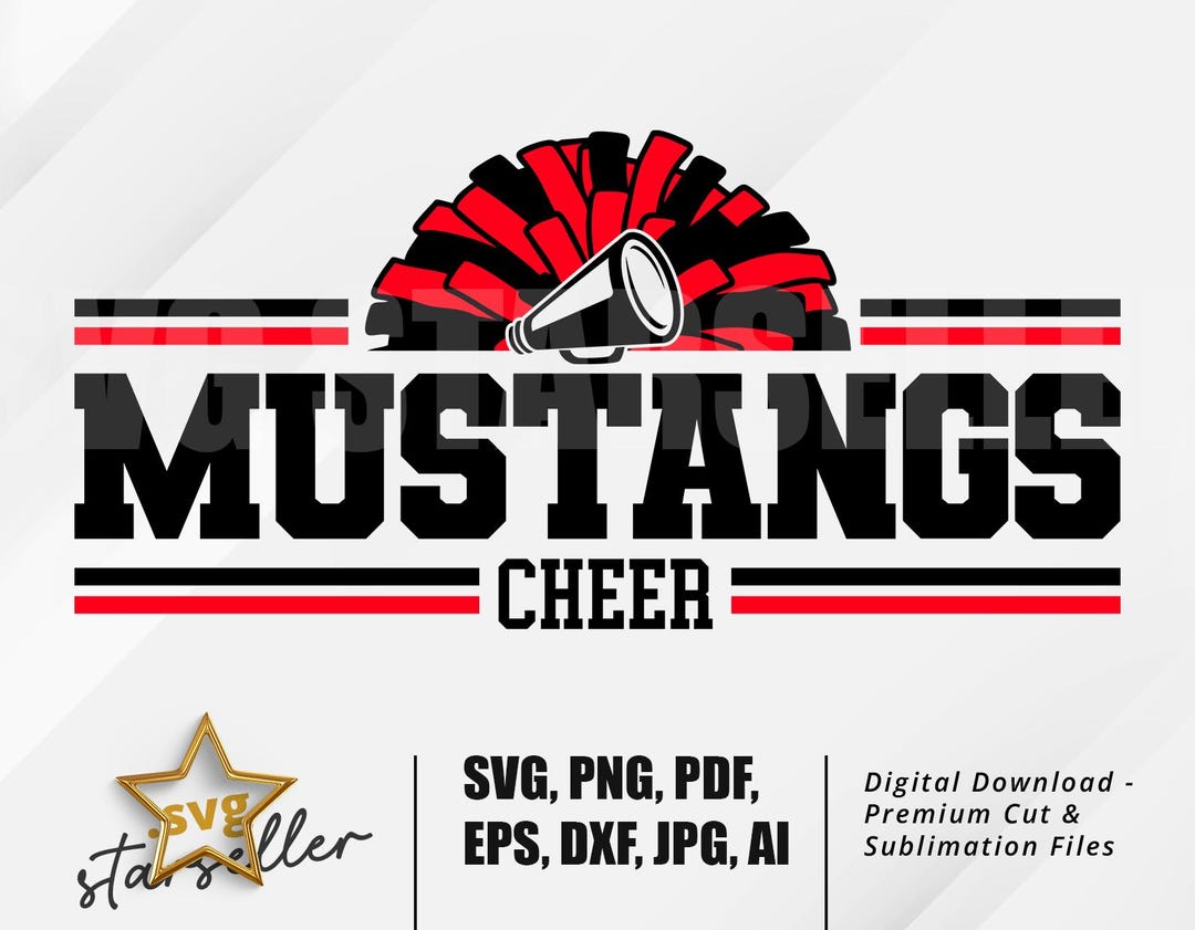 Mustangs Cheer SVG, Pom Pom Mascot, Game Day Clipart (digital Download ...