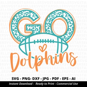 Go Dolphins Football SVG PNG, Dolphins Svg,leopard Go Dolphins Svg ...