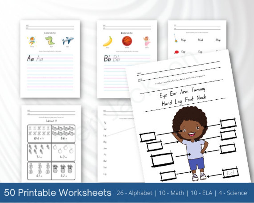 Preschool Worksheet Bundle | Printable | Kindergarten + Pre-k - Etsy