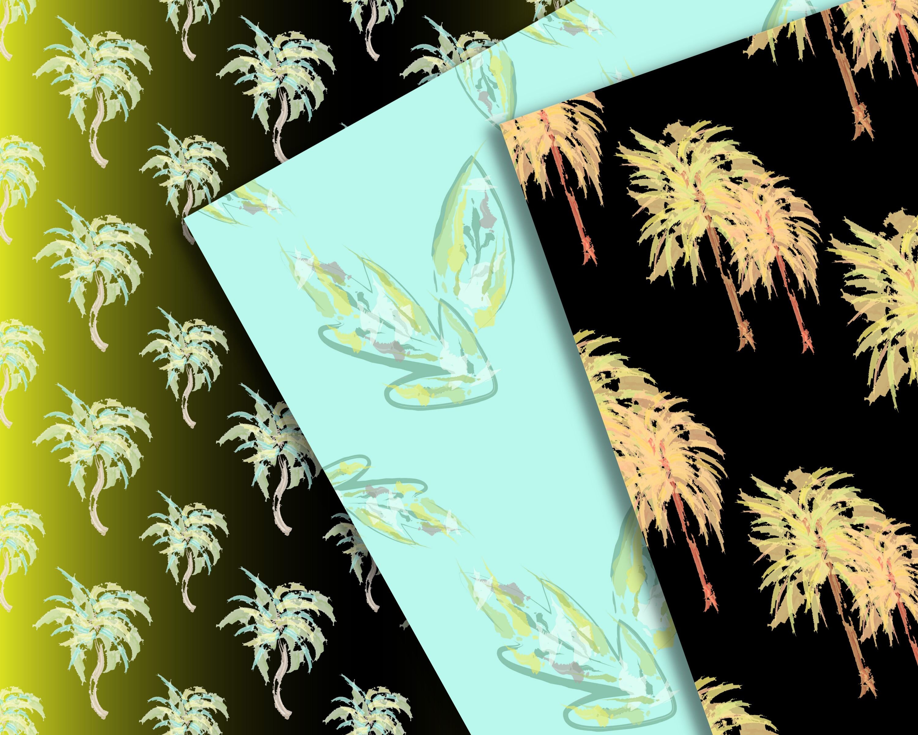 Palm Trees Digital Paper,watercolor Palm Tree Seamless Paper,pastel ...