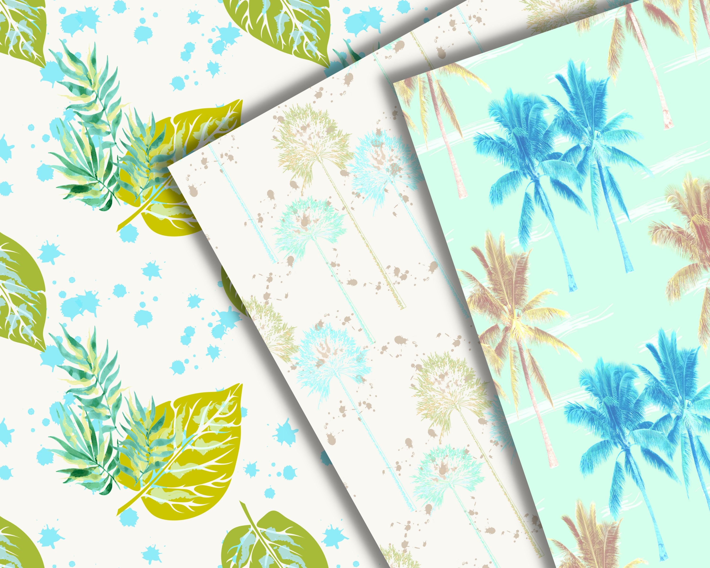 Palm Trees Digital Paper,beach Palm Trees Seamless Paper,summer Beach ...