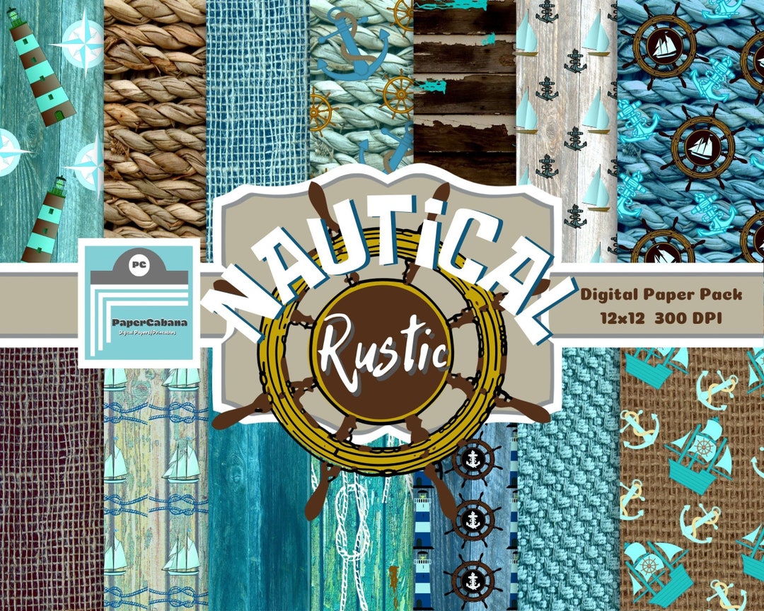 Nautical Rustic Digital Paper,nautical Scrapbooking Paper,nautical ...