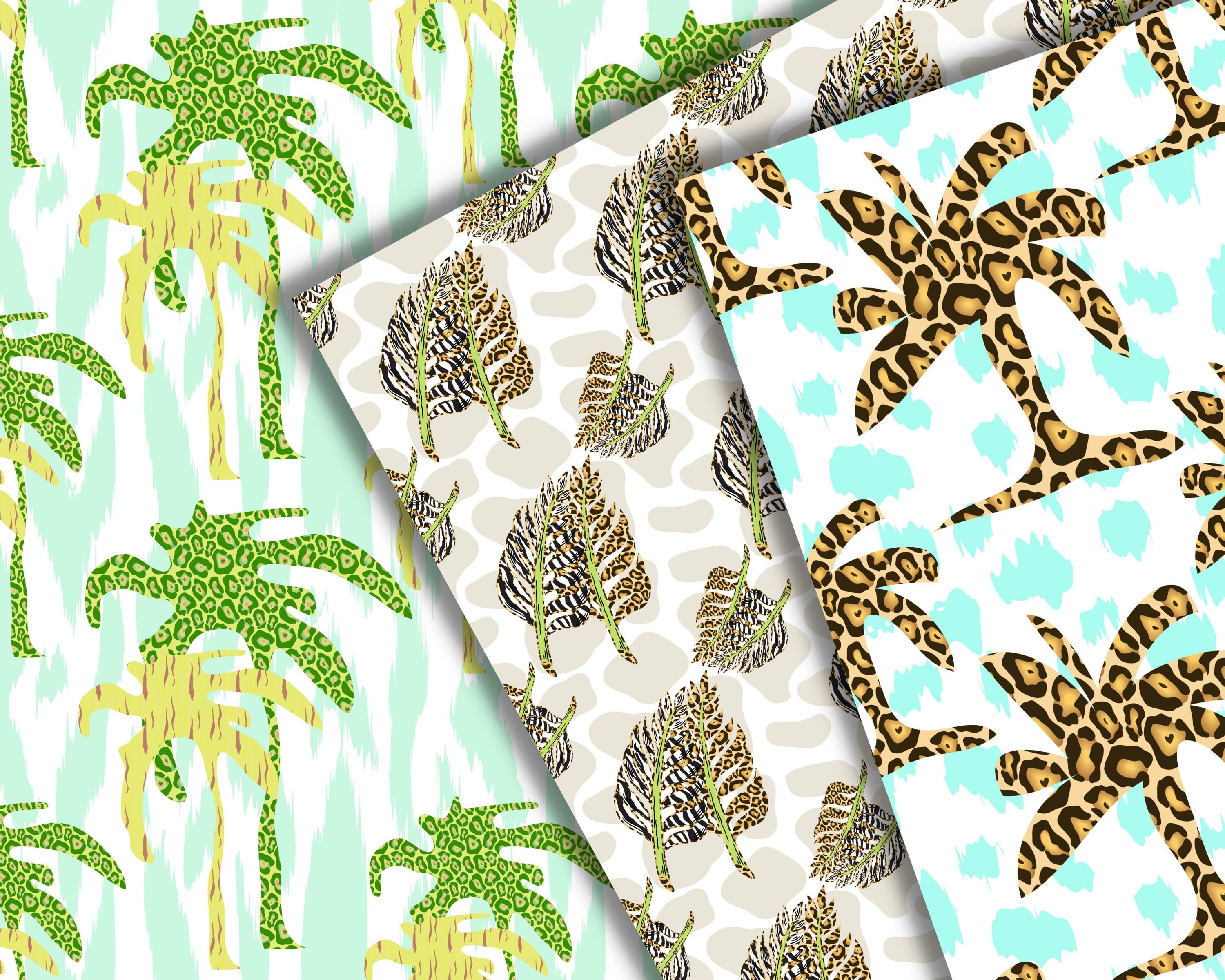 Palm Trees Digital Paper,palm Tree Animal Print Seamless Paper,tropical ...