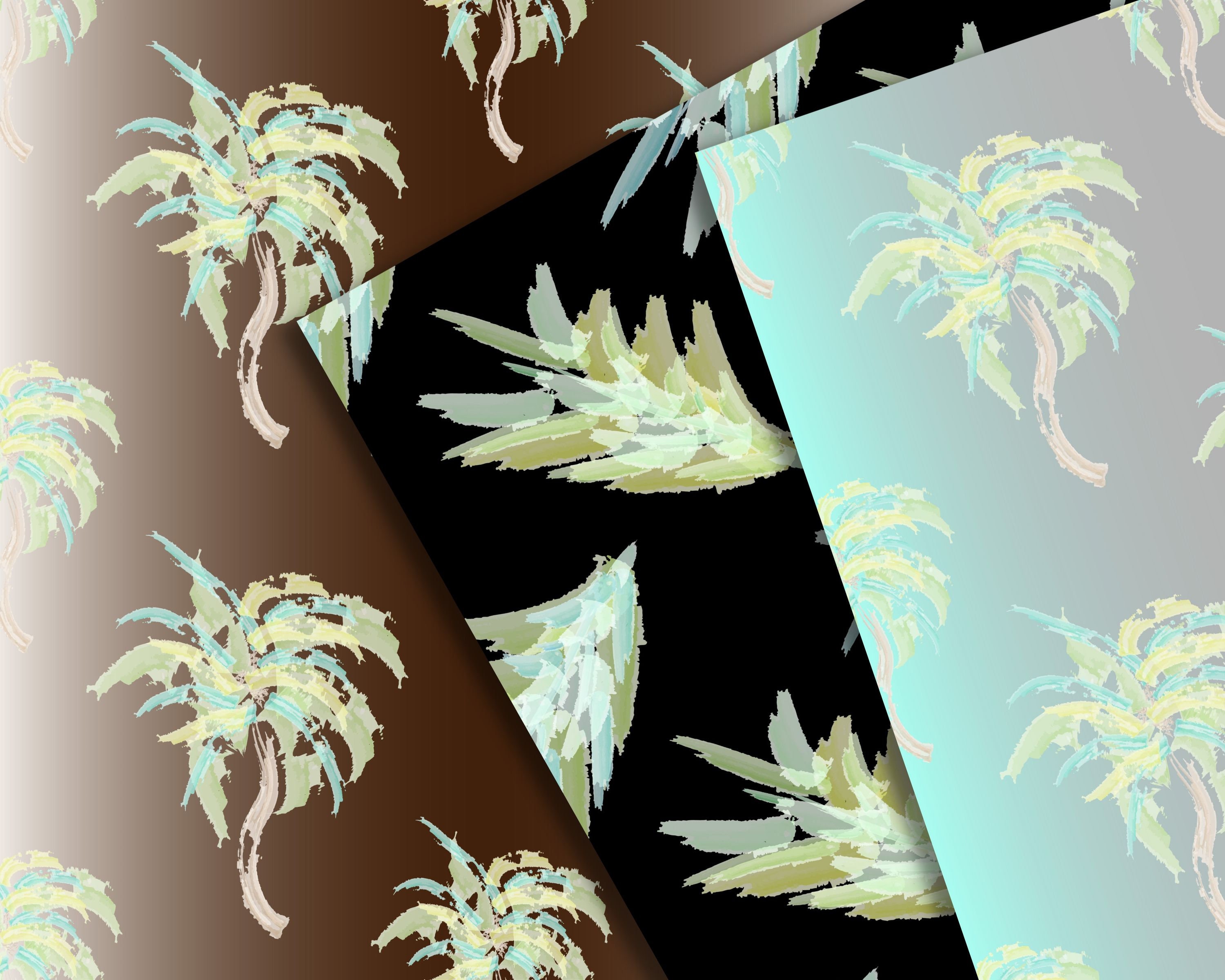 Palm Trees Digital Paper,watercolor Palm Tree Seamless Paper,pastel ...