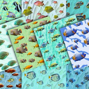 Fish Digital Paper,tropical Fish Backgrounds,fishy Scrapbooking Paper ...