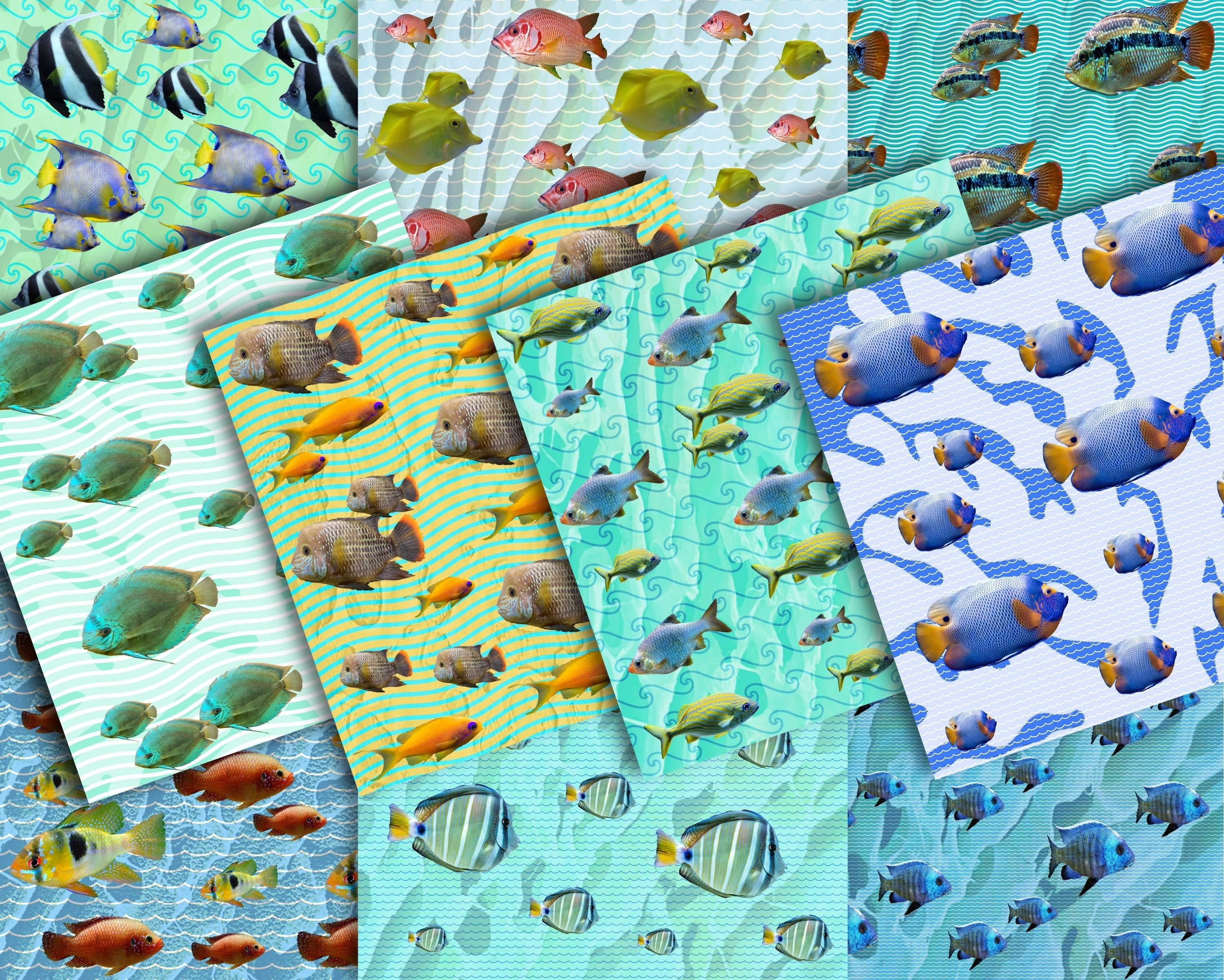 Fish Digital Paper,tropical Fish Backgrounds,fishy Scrapbooking Paper ...