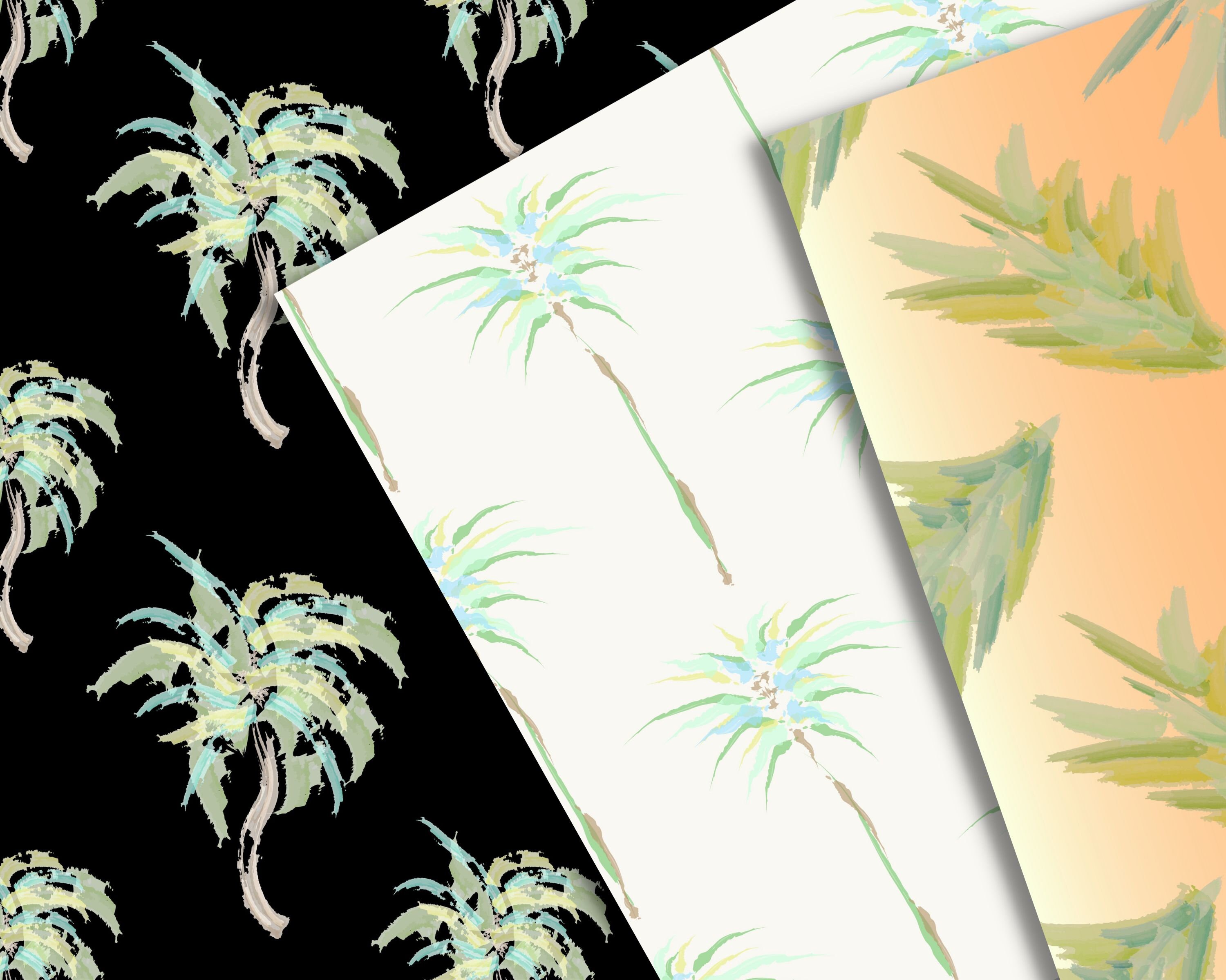 Palm Trees Digital Paper,watercolor Palm Tree Seamless Paper,pastel ...