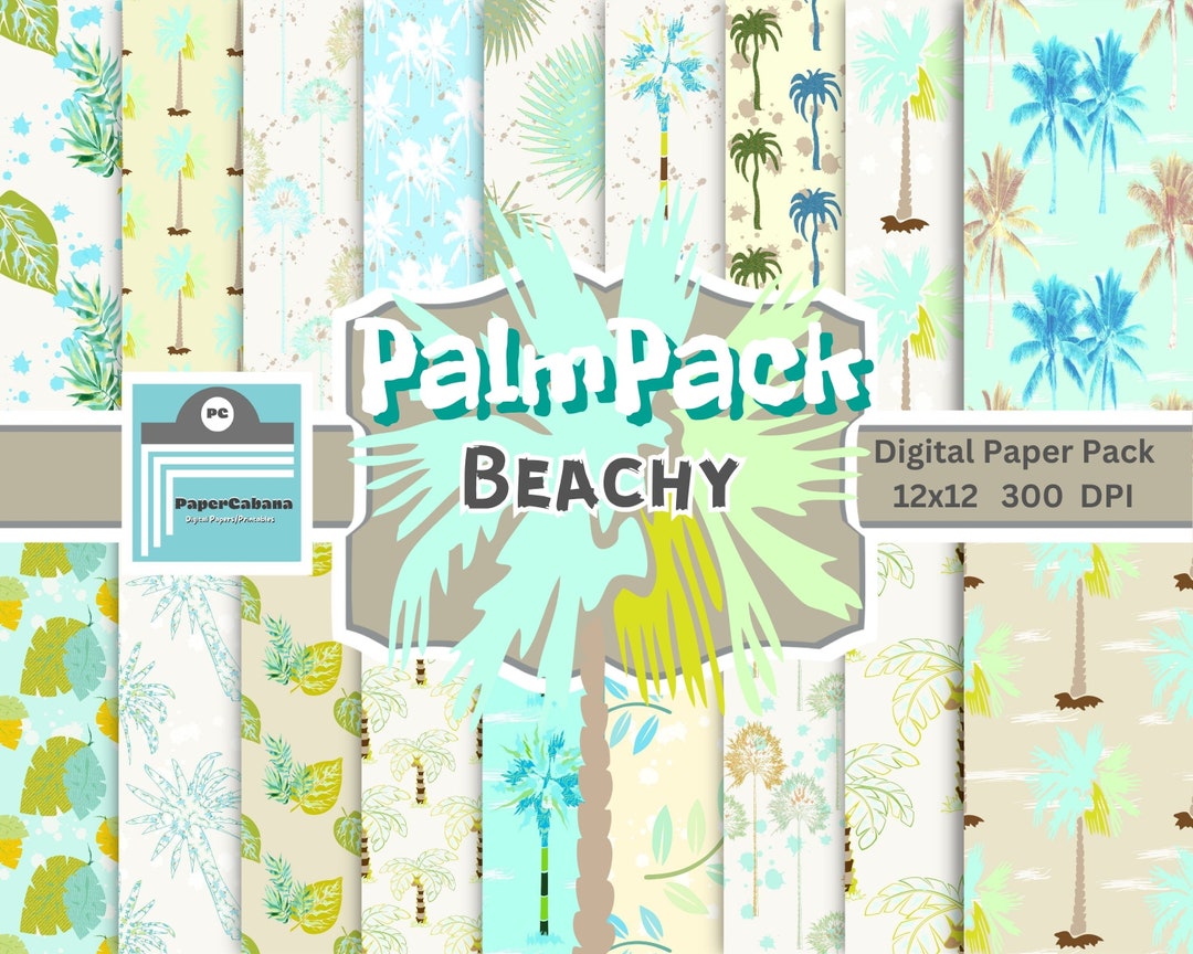 Palm Trees Digital Paper,beach Palm Trees Seamless Paper,summer Beach ...