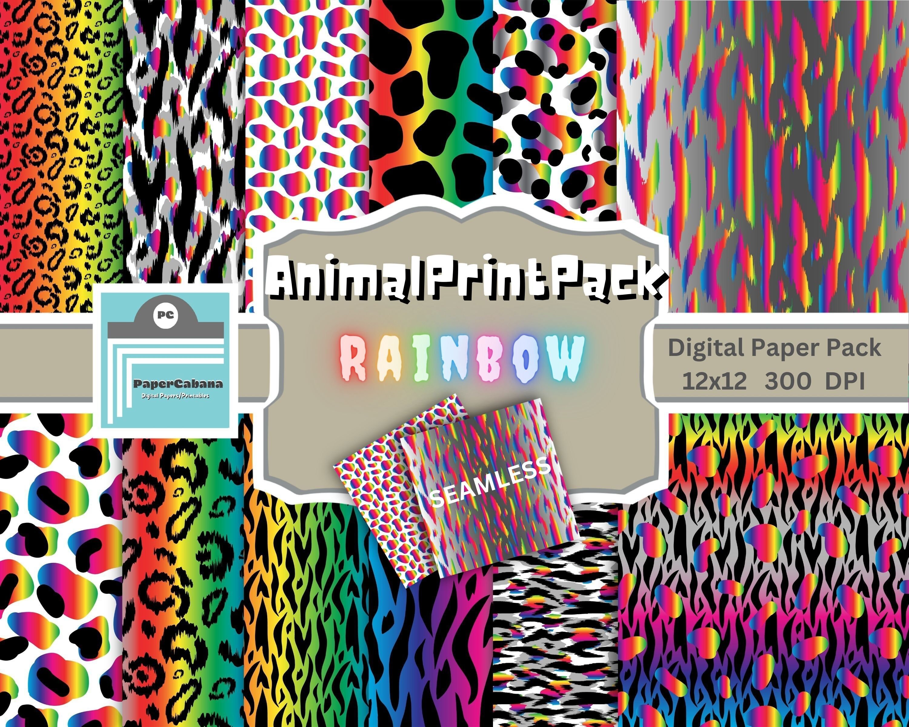 Animal Print Digital Paper,rainbow Animal Print Seamless Paper,rainbow ...