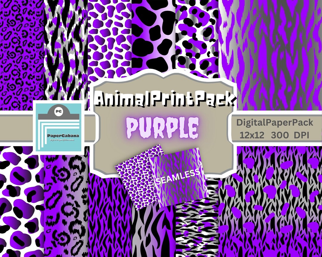 Animal Print Digital Paper,purple Animal Print Seamless Paper,purple ...