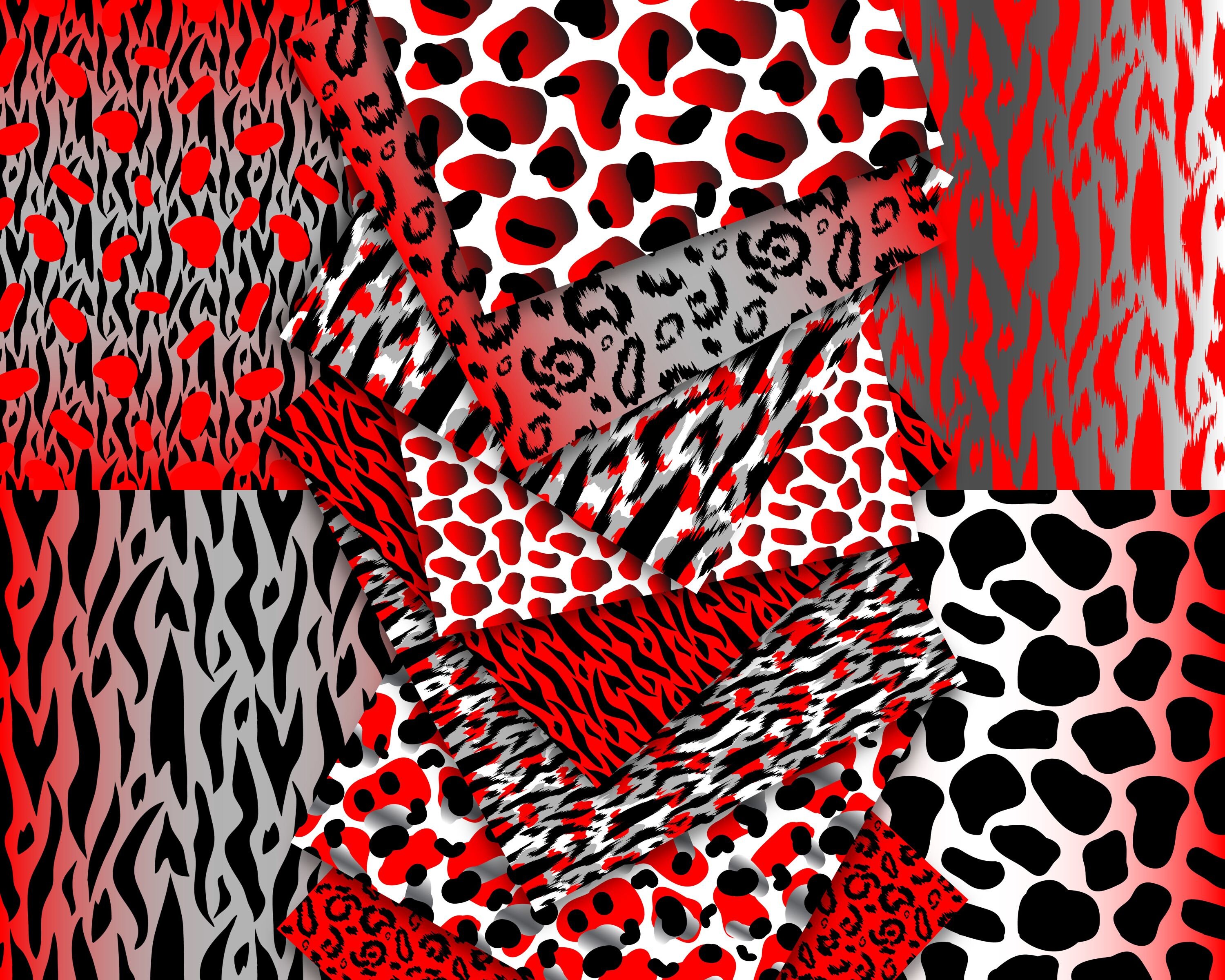 Animal Print Digital Paper,red Animal Print Seamless Paper,red Safari ...