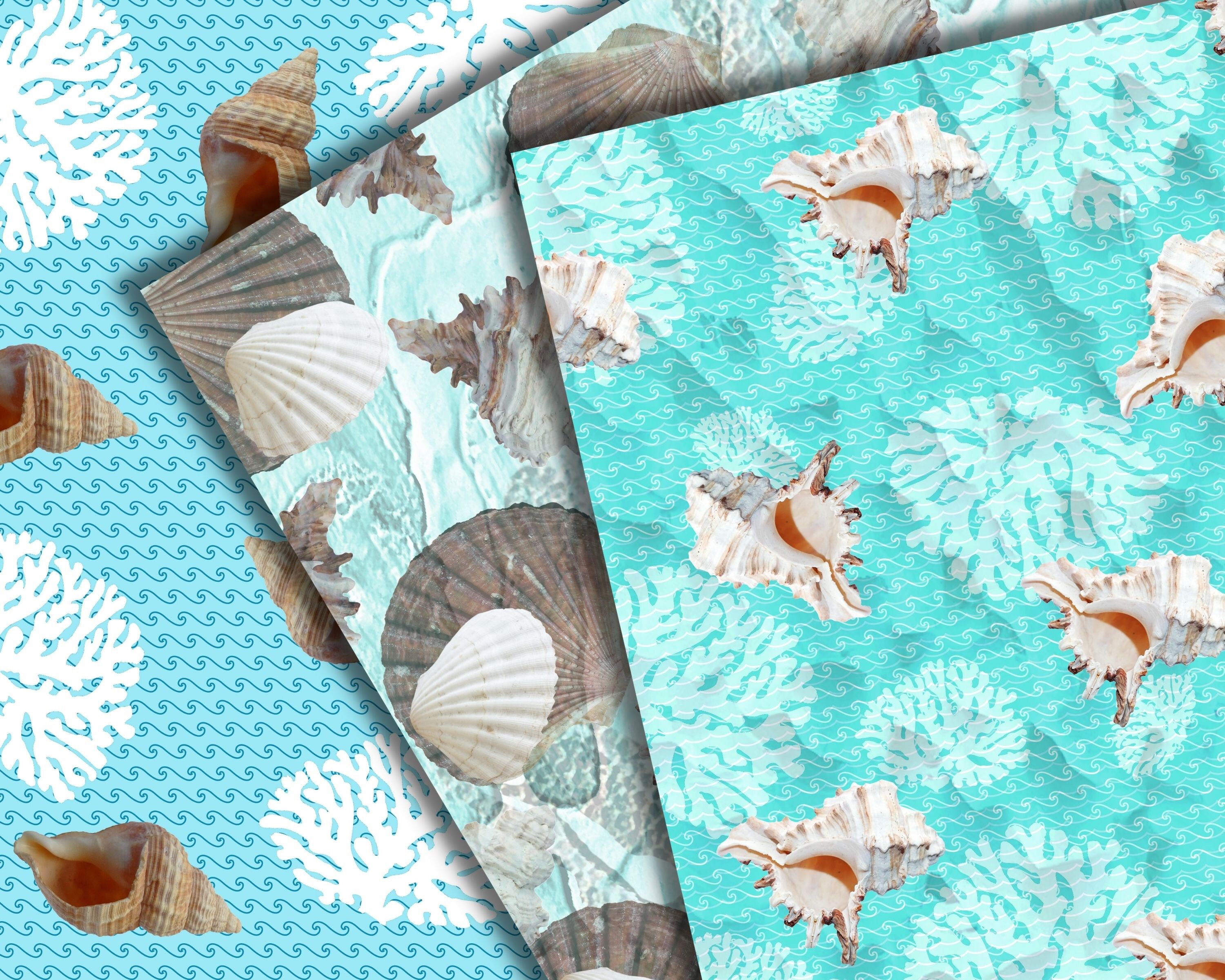 Seashell Coral Digital Paper,seashell Scrapbook Paper,beach Coral ...