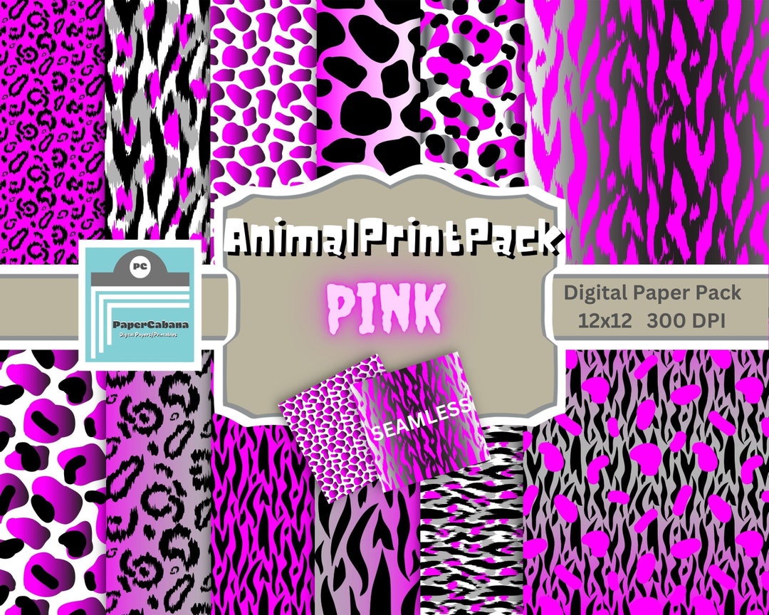 Animal Print Digital Paper,pink Animal Print Seamless Paper,pink ...