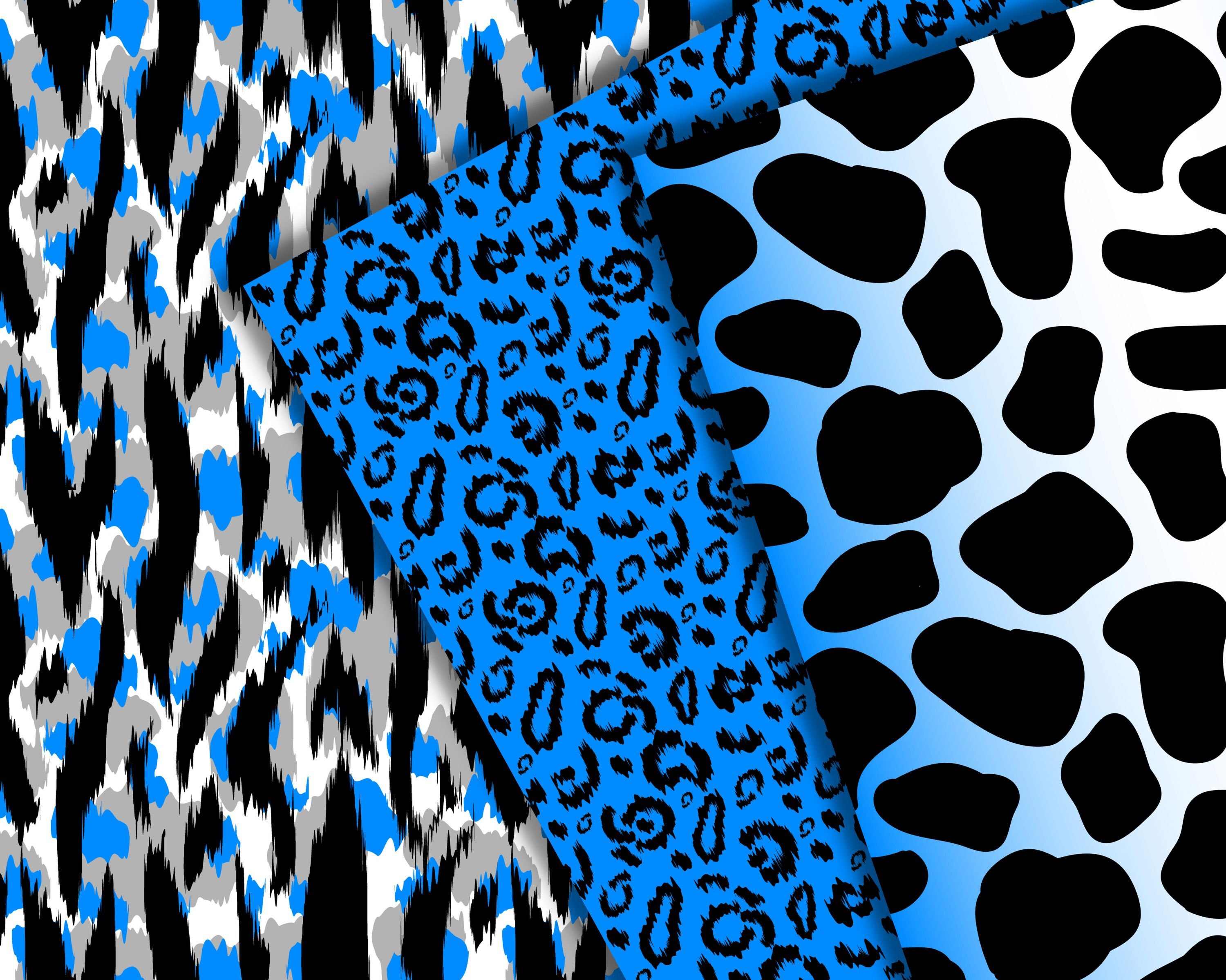 Animal Print Digital Paper,blue Animal Print Seamless Paper,blue Safari ...