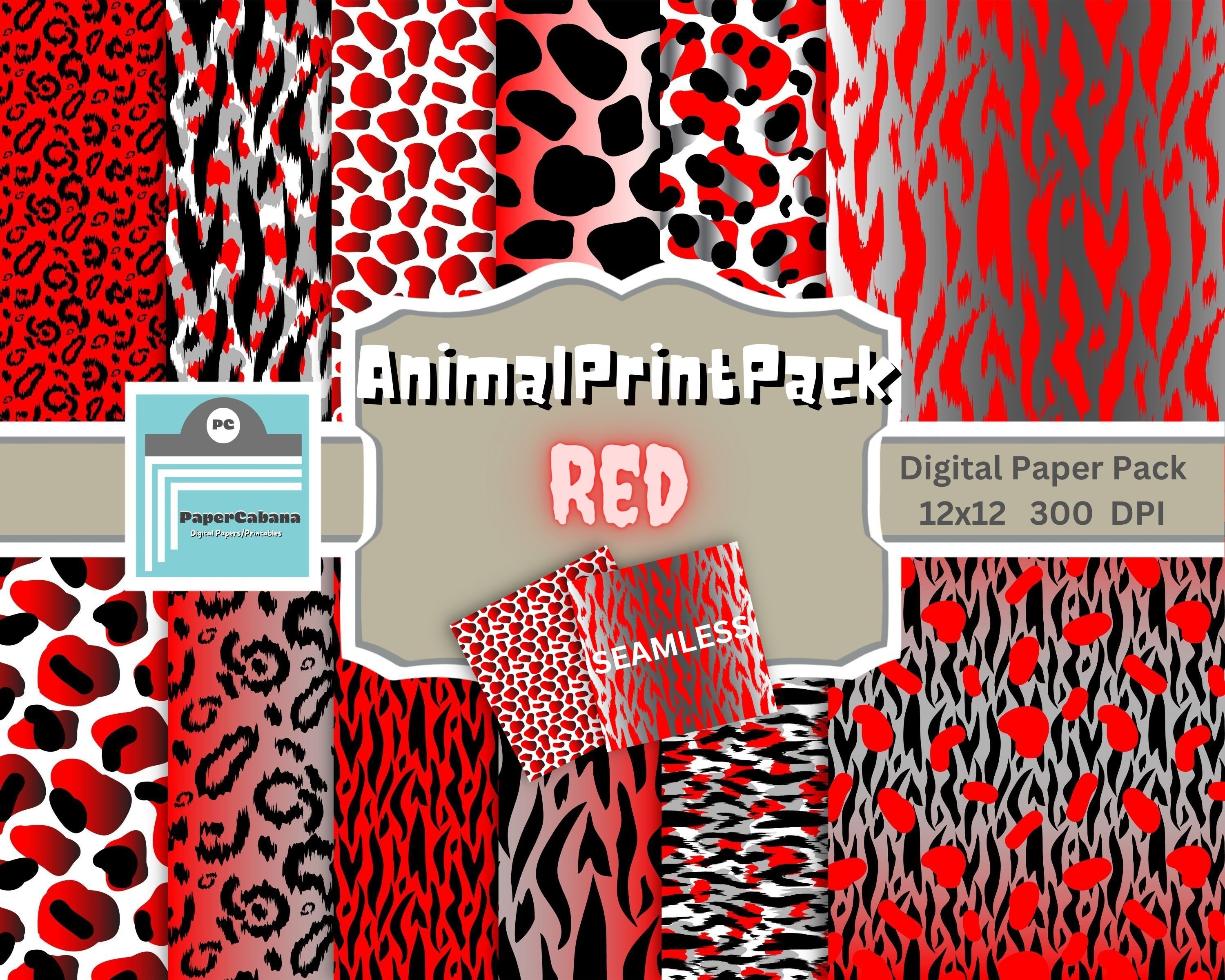 Animal Print Digital Paper,red Animal Print Seamless Paper,red Safari ...