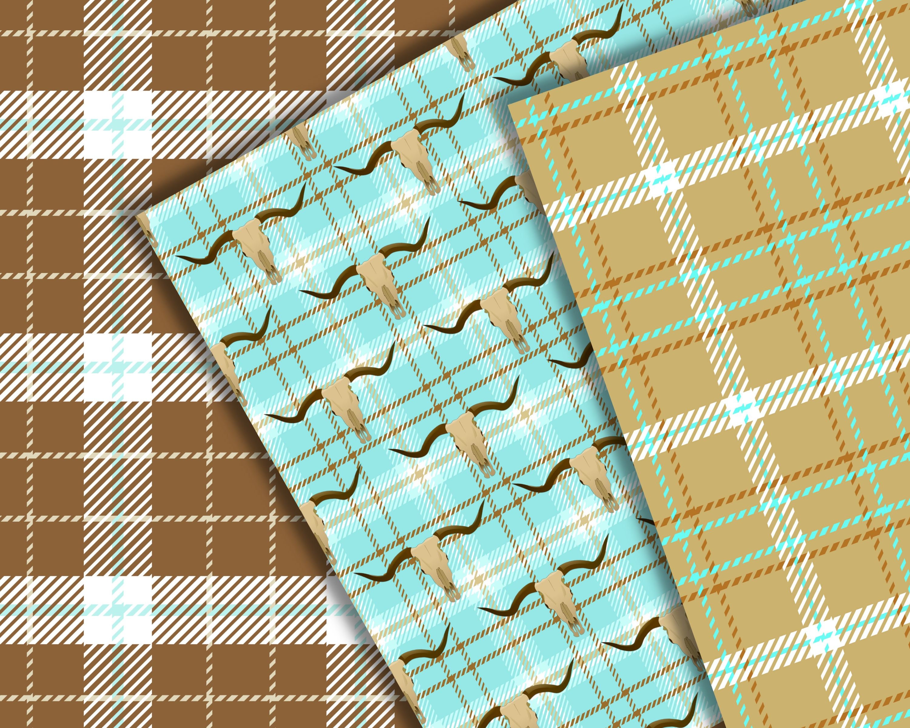 Rodeo Digital Paper,western Rodeo Seamless Paper,rodeo Plaid,turquoise ...