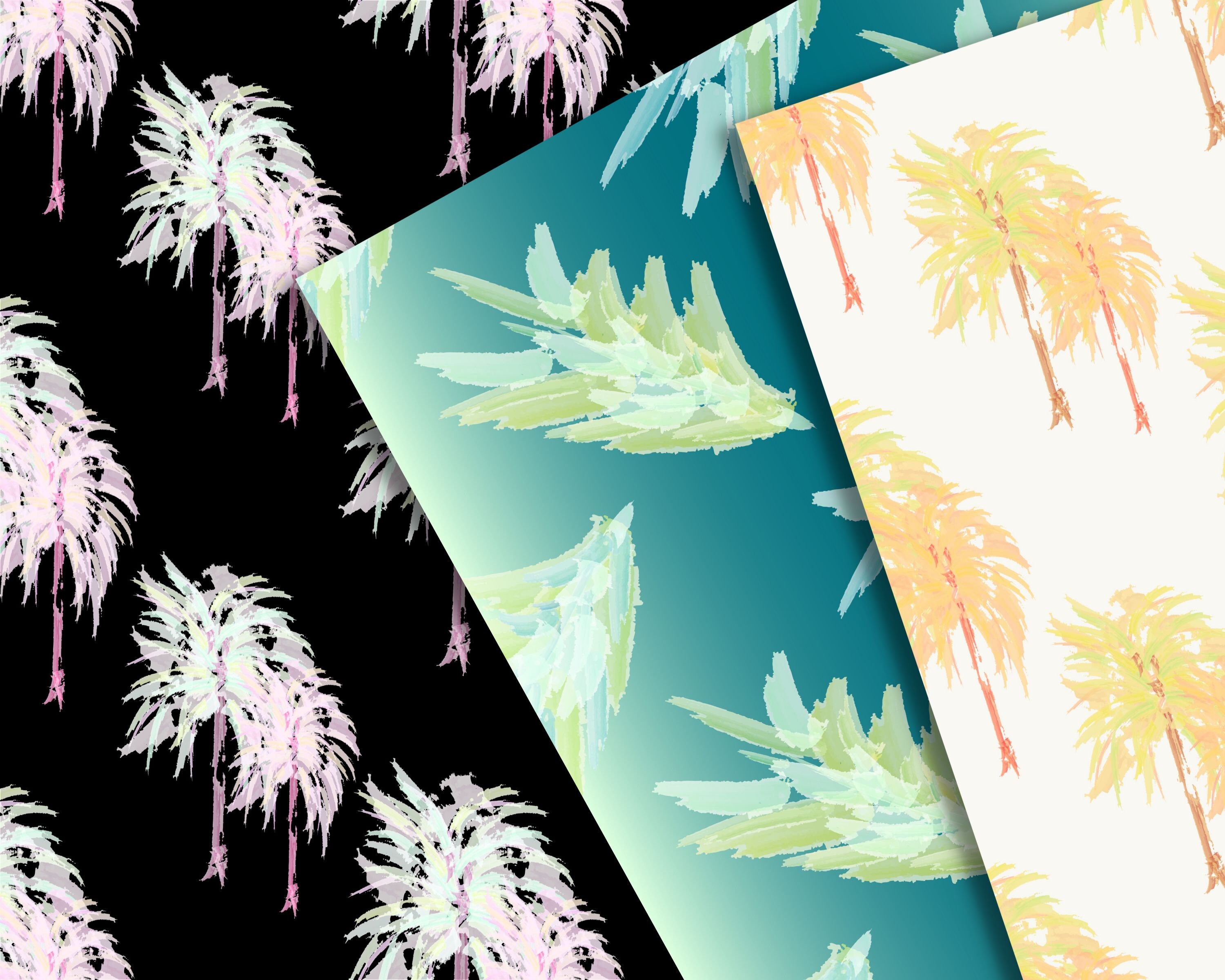 Palm Trees Digital Paper,watercolor Palm Tree Seamless Paper,pastel ...