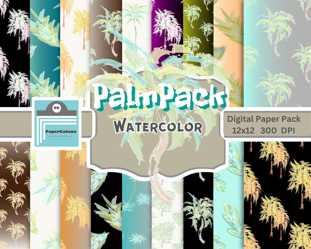 Palm Trees Digital Paper,watercolor Palm Tree Seamless Paper,pastel ...