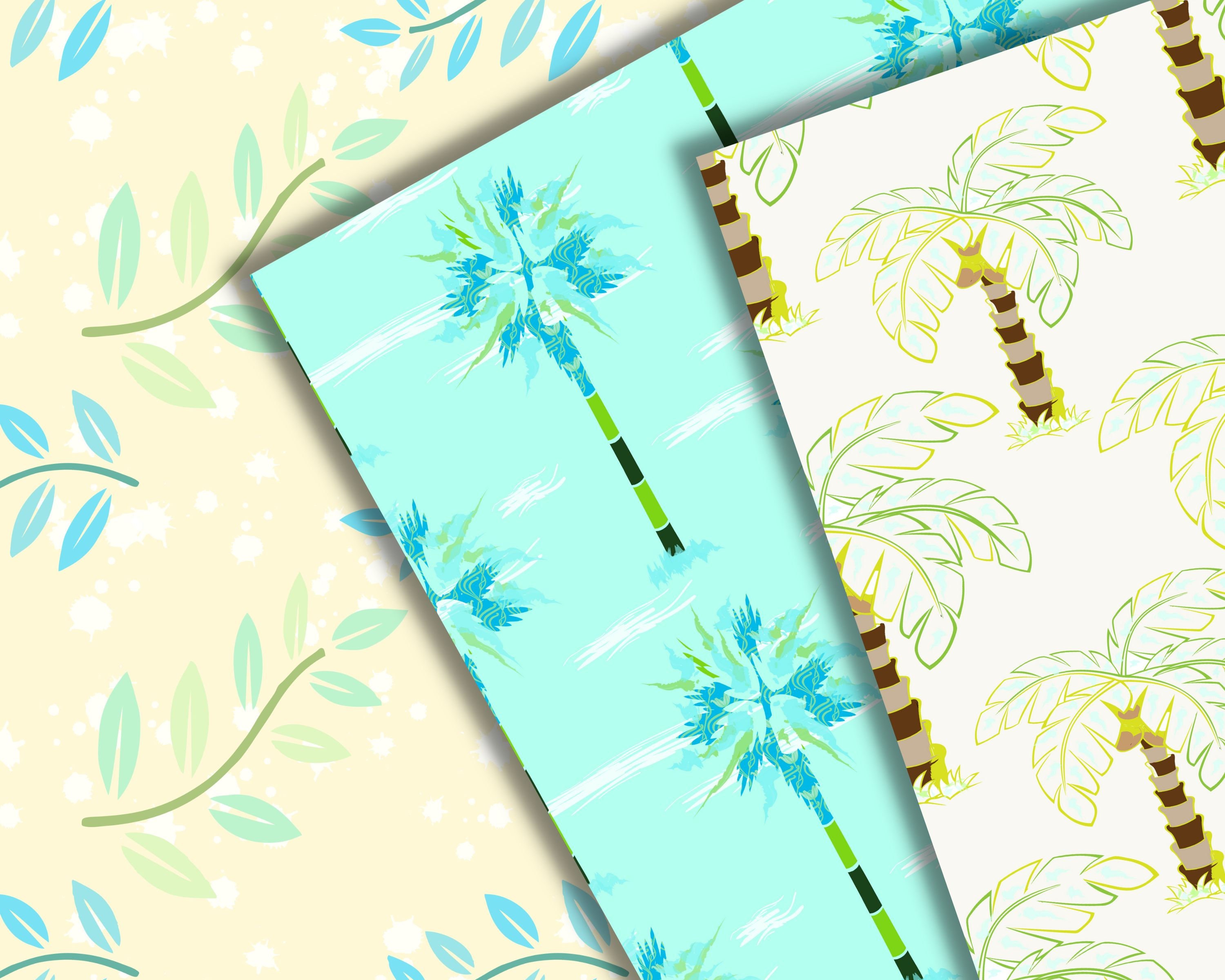Palm Trees Digital Paper,beach Palm Trees Seamless Paper,summer Beach ...