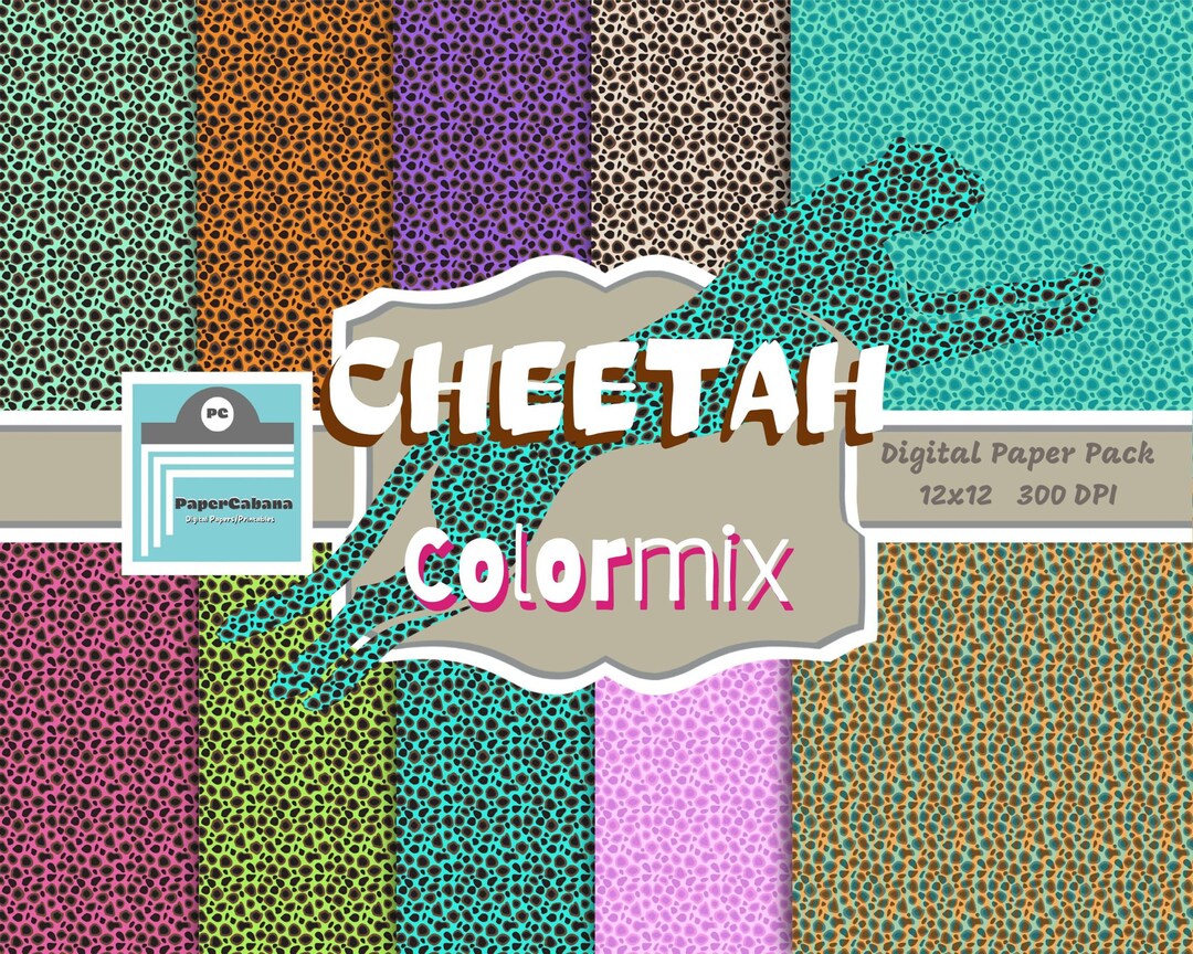 Cheetah Mixed Colors Digital Paper,animal Print Cheetah Scrapbook ...