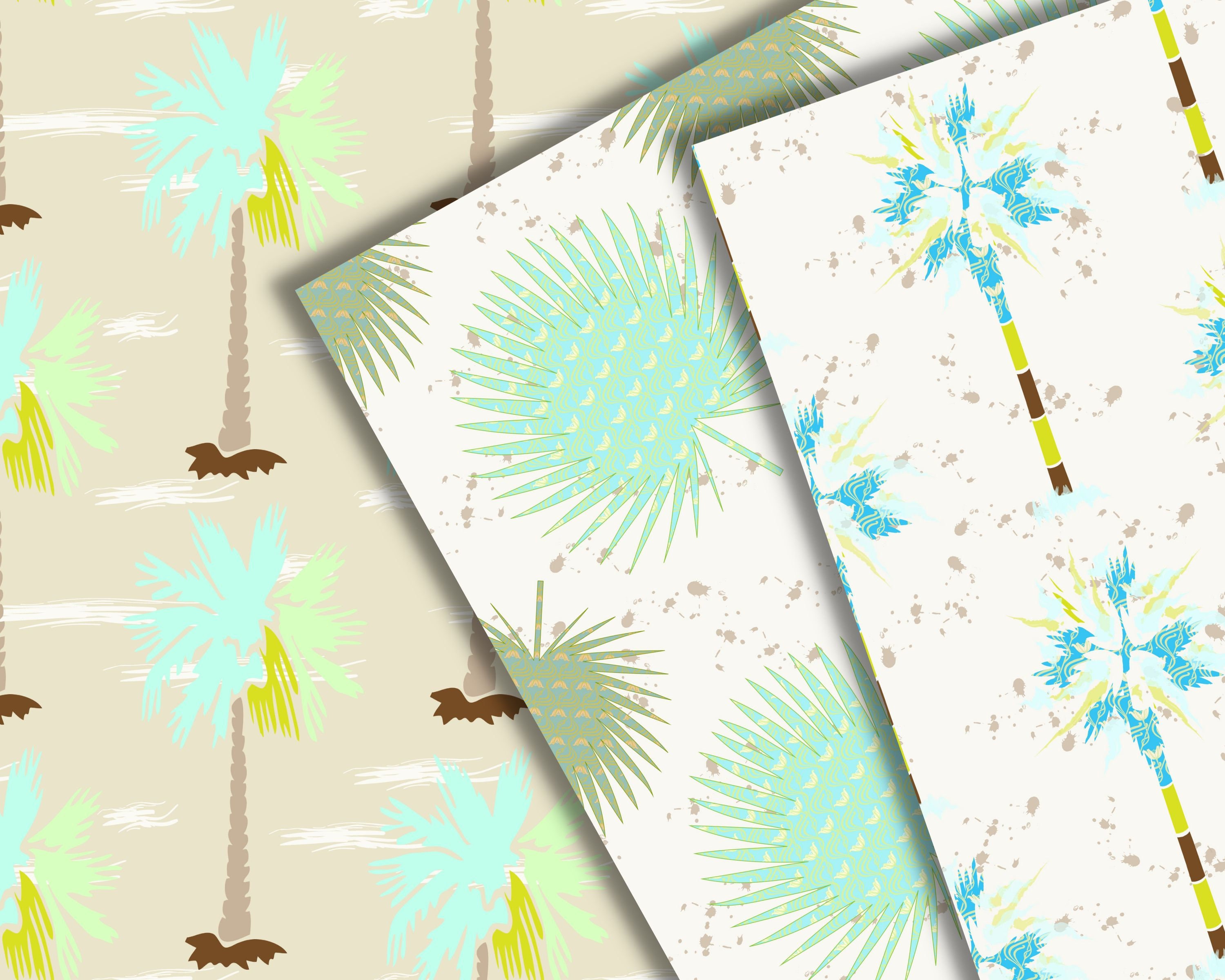 Palm Trees Digital Paper,beach Palm Trees Seamless Paper,summer Beach ...