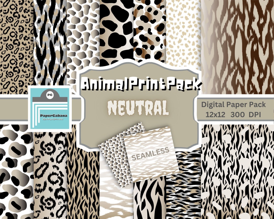 Animal Print Digital Paper,neutral Animal Print Seamless Paper,neutral ...