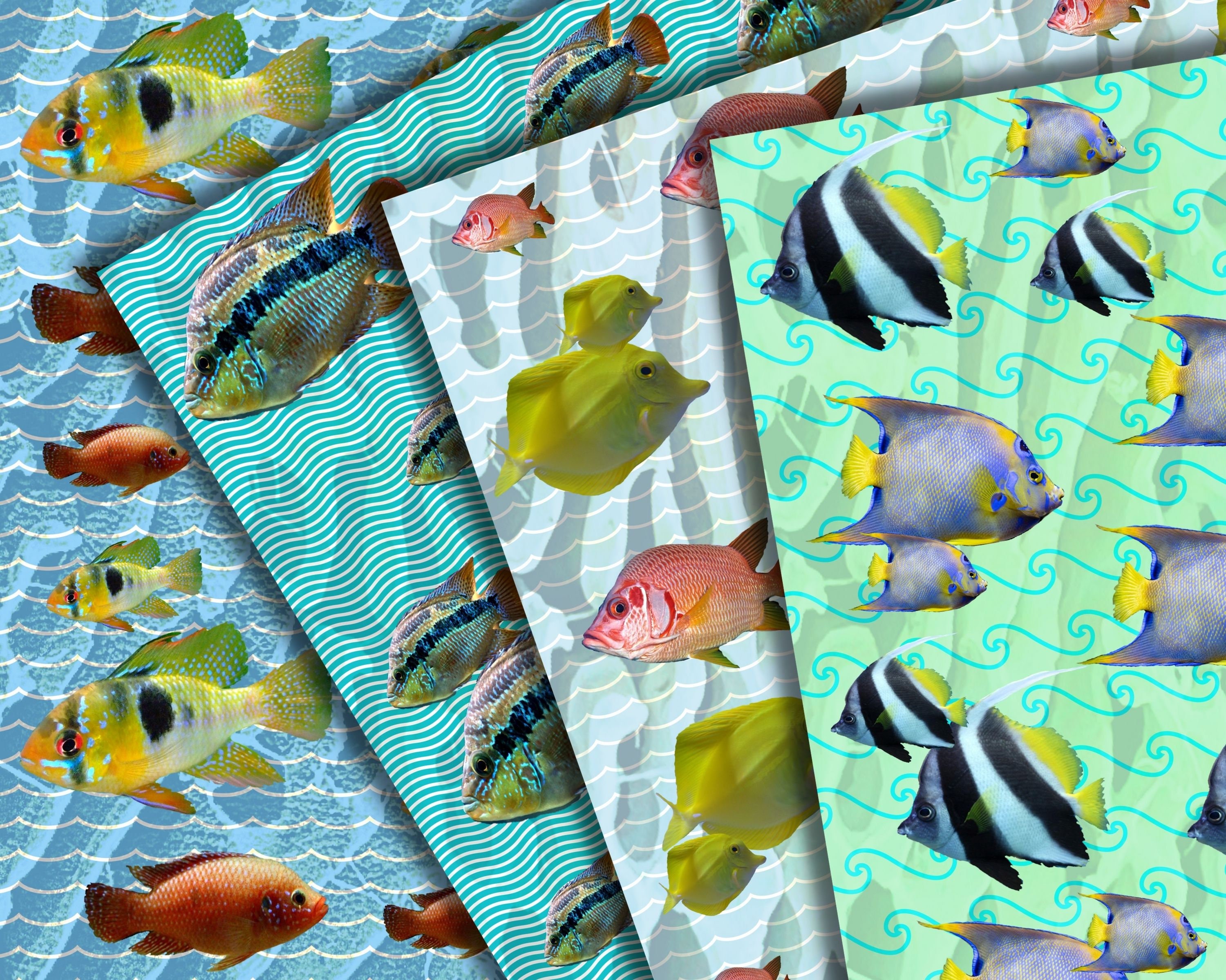 Fish Digital Paper,tropical Fish Backgrounds,fishy Scrapbooking Paper ...