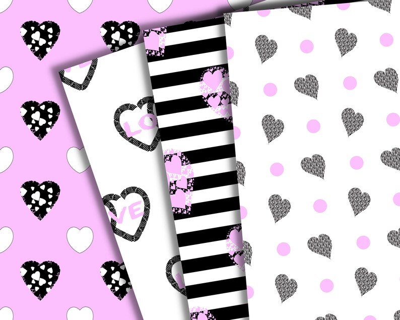 Valentine Digital Paper,hearts Digital Scrapbook Paper,valentine's Day ...