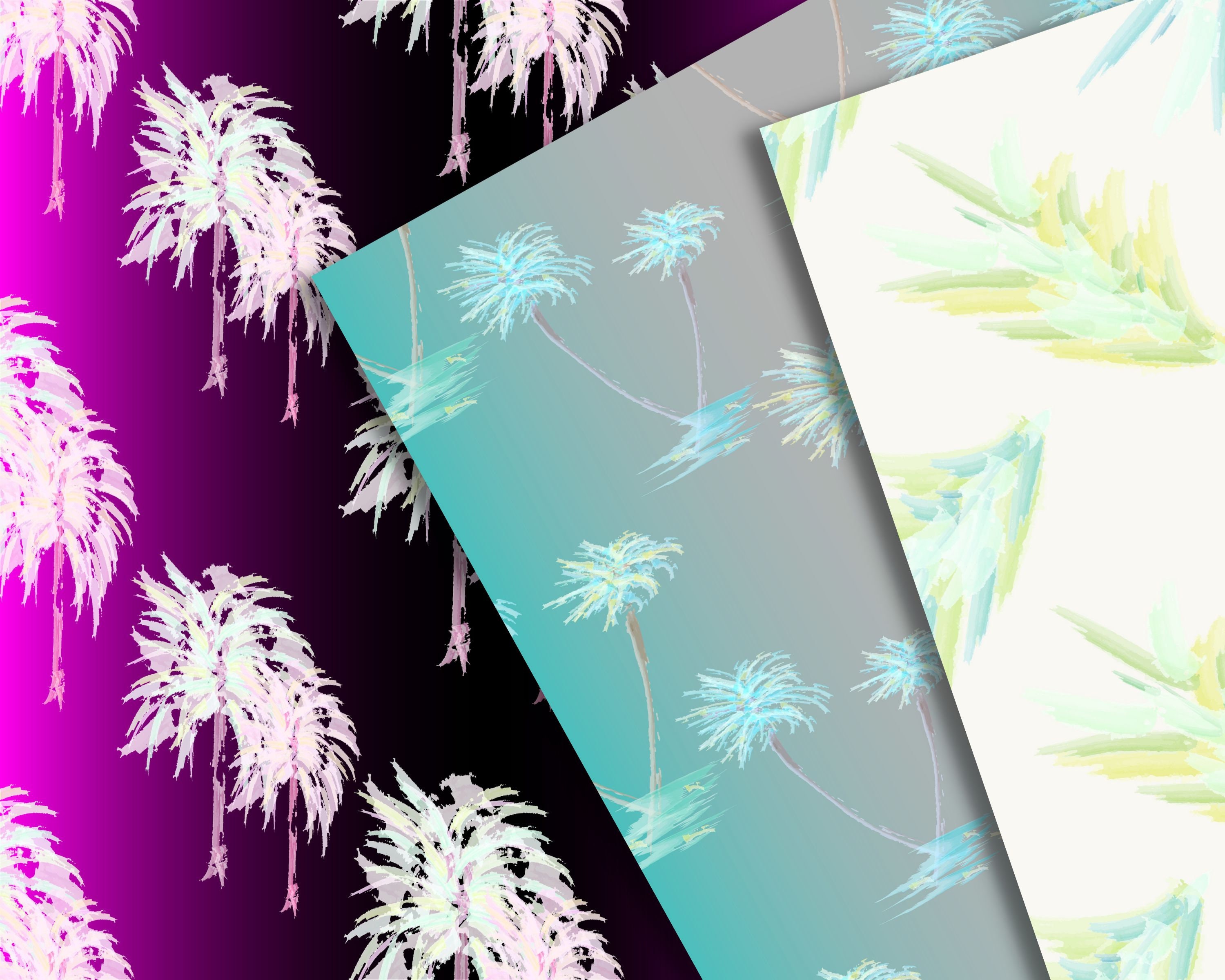 Palm Trees Digital Paper,watercolor Palm Tree Seamless Paper,pastel ...