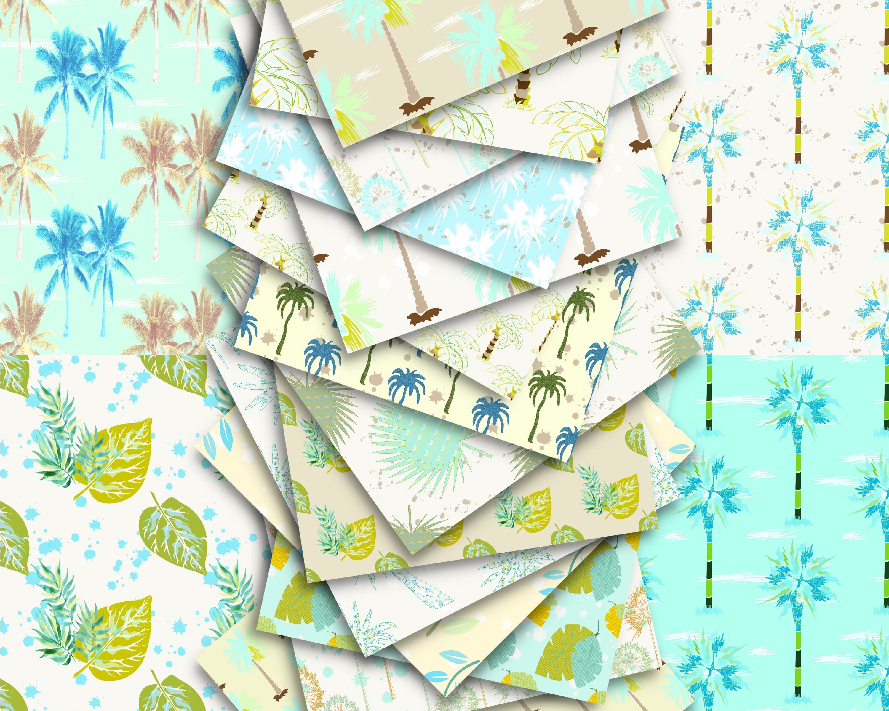 Palm Trees Digital Paper,beach Palm Trees Seamless Paper,summer Beach ...