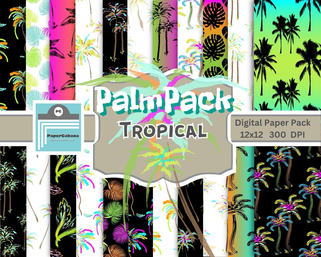 Palm Trees Digital Paper,tropical Palm Trees Seamless Paper,tropical ...