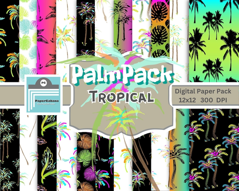 Palm Trees Digital Paper,tropical Palm Trees Seamless Paper,tropical ...