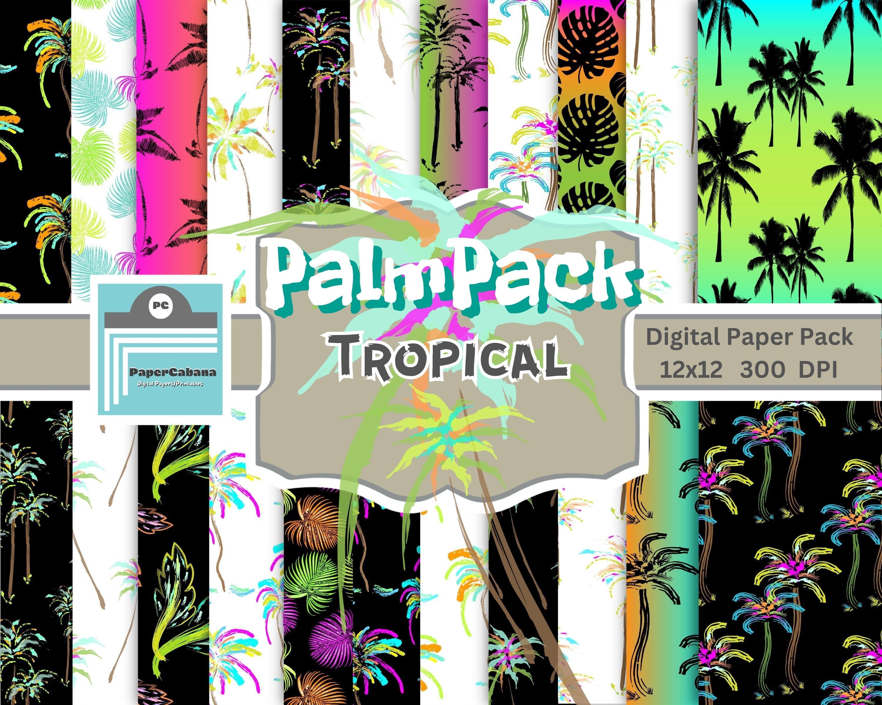 Palm Trees Digital Paper,tropical Palm Trees Seamless Paper,tropical ...