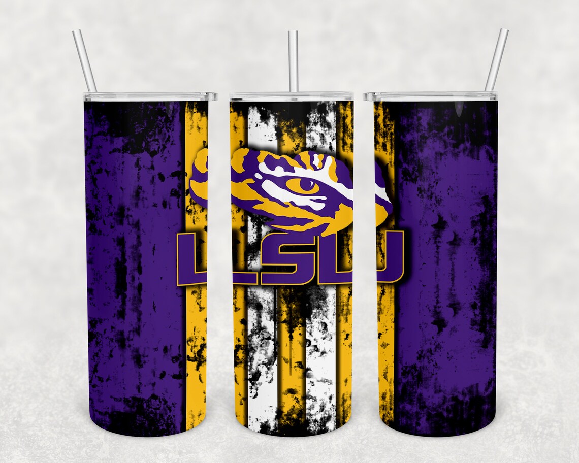 LSU Tigers Grunge Design 20 Oz Skinny Tumbler Sublimation - Etsy
