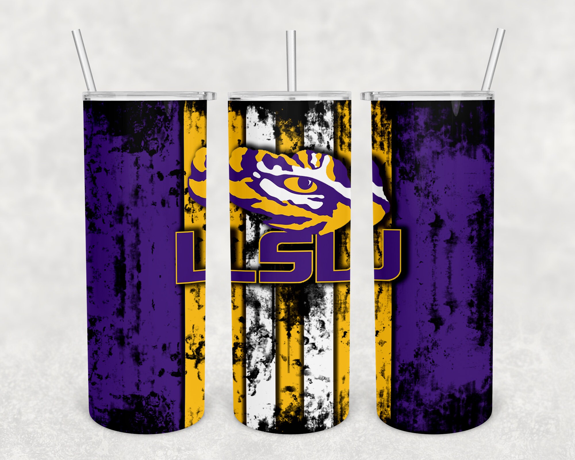 LSU Tigers Grunge Design 20 Oz Skinny Tumbler Sublimation - Etsy