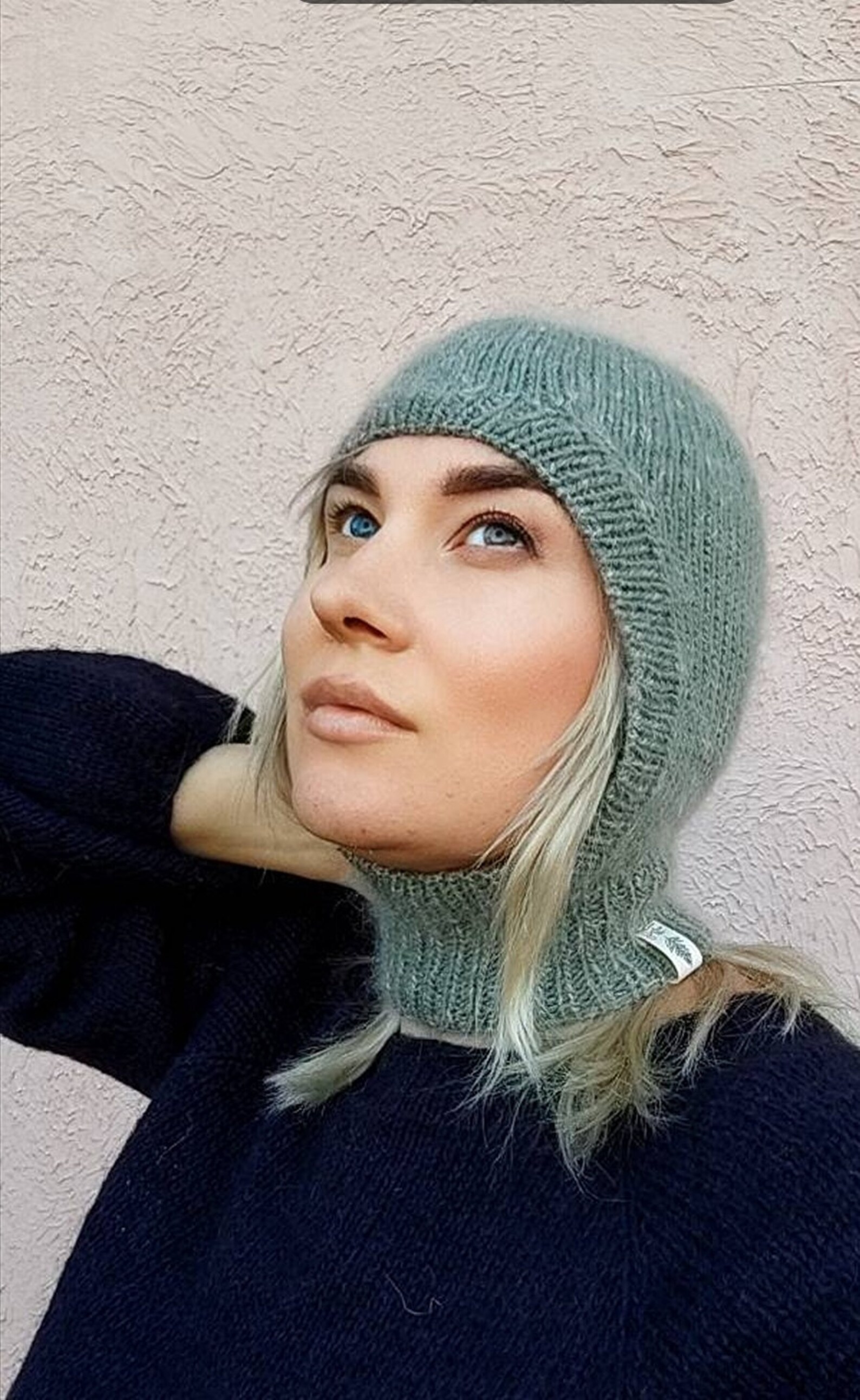 Handmade Anatomical Knit Balaclava in Merino Wool and Mohair Yarn Blend ...