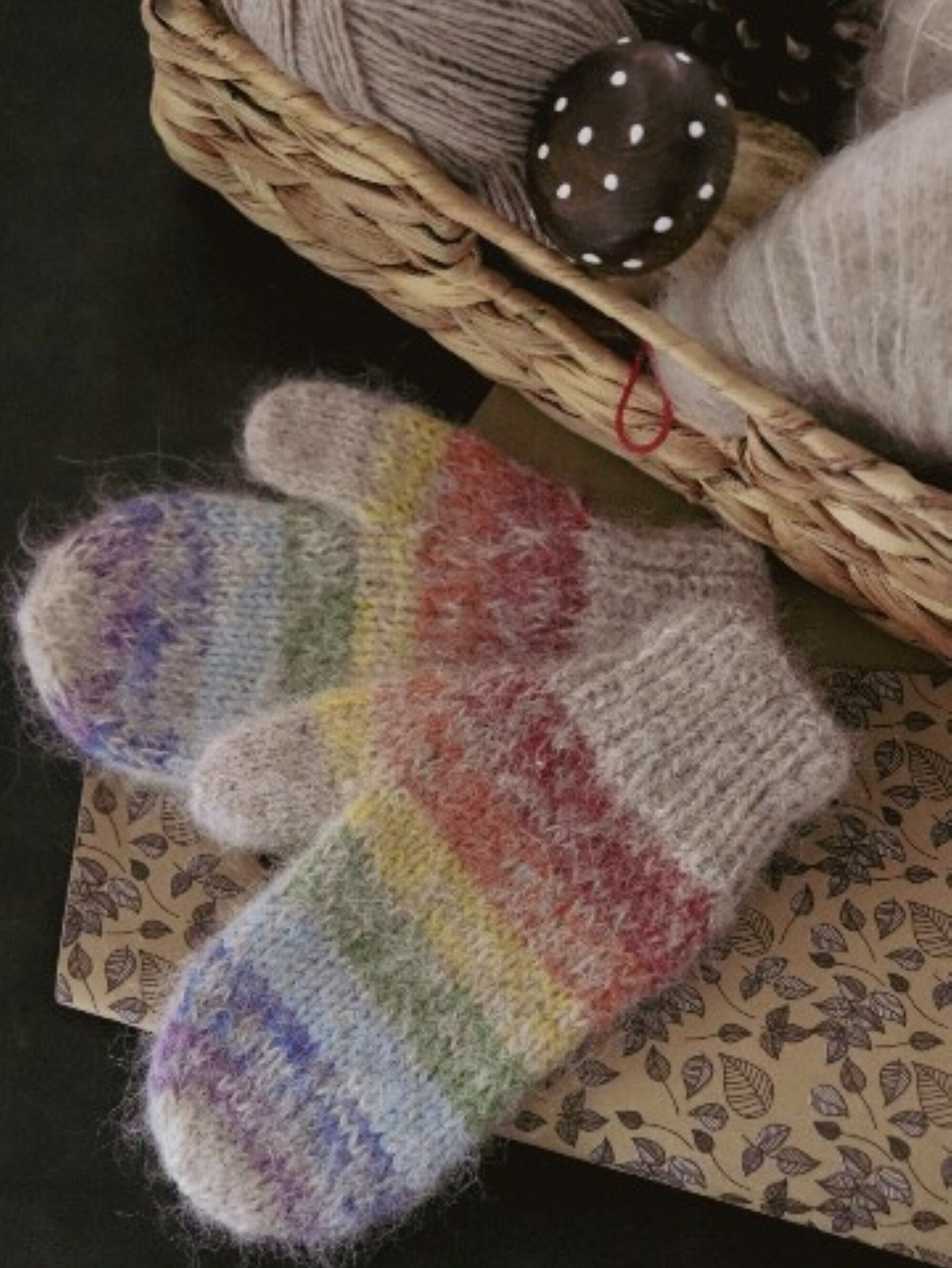 Rainbow Mittens, Hand-knitted Gloves for Kids, Wool and Mohair Fiber ...