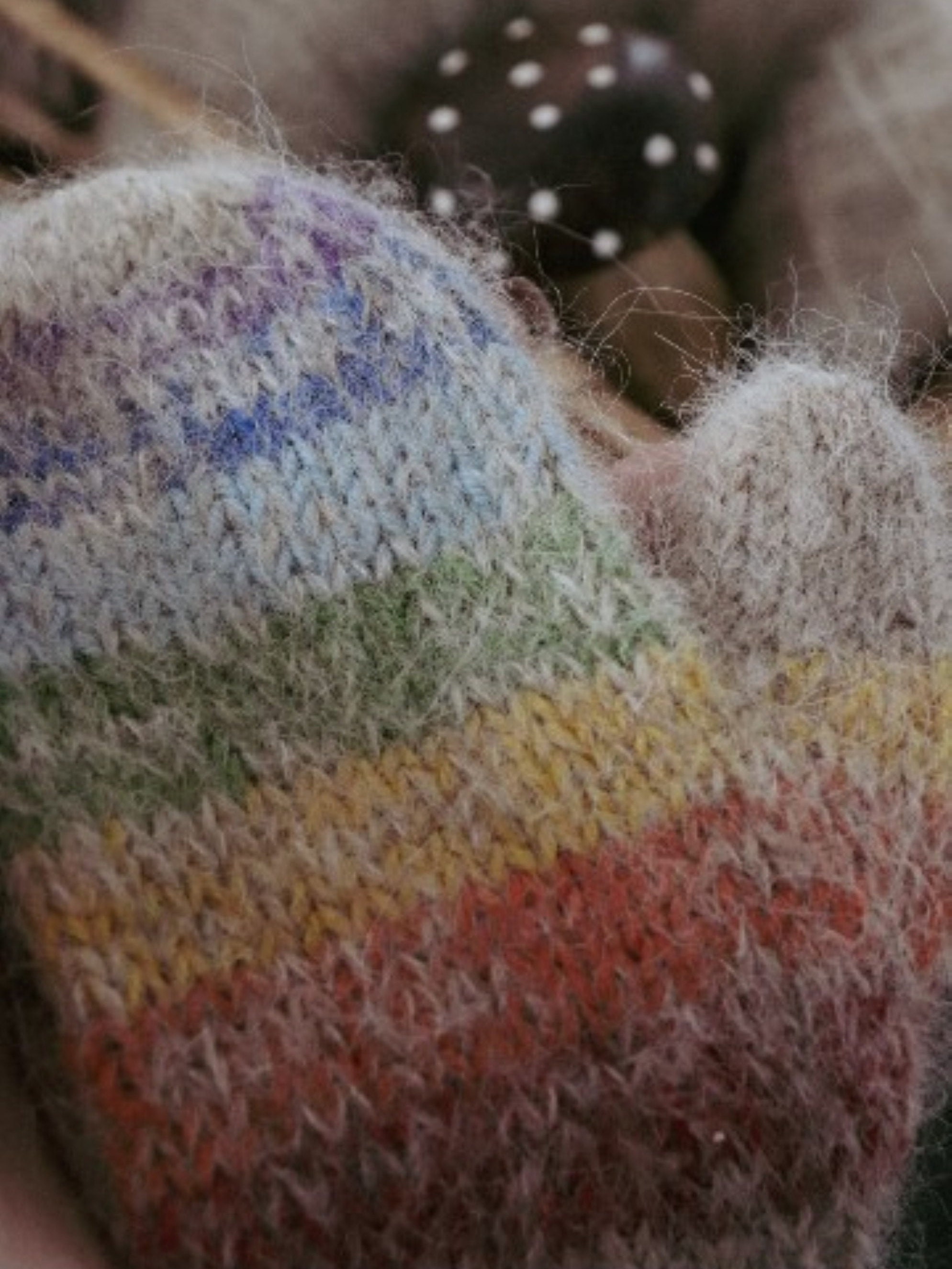 Rainbow Mittens, Hand-knitted Gloves for Kids, Wool and Mohair Fiber ...