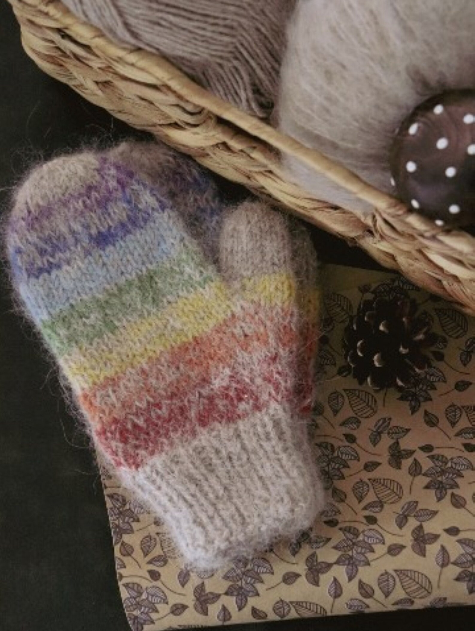 Rainbow Mittens, Hand-knitted Gloves for Kids, Wool and Mohair Fiber ...