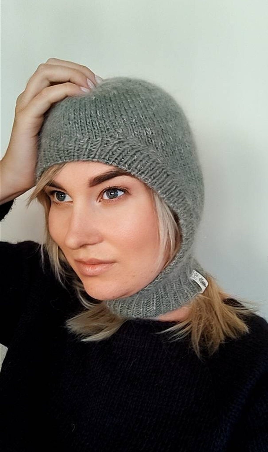 Handmade Anatomical Knit Balaclava in Merino Wool and Mohair Yarn Blend ...