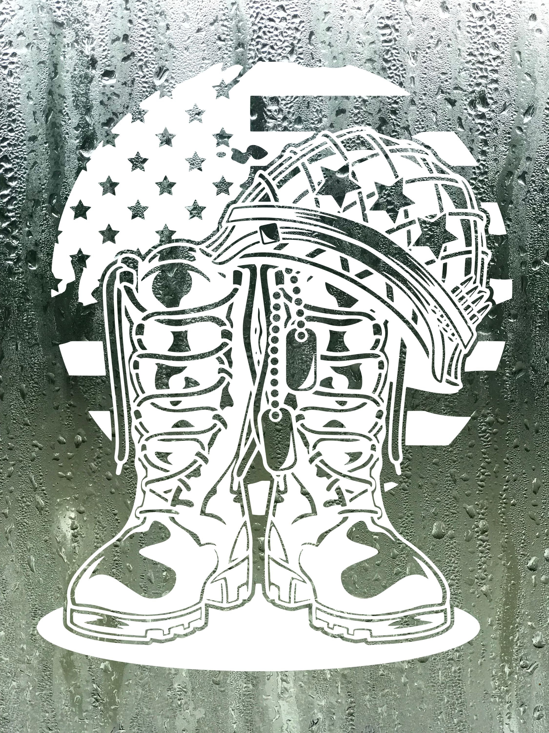 Military Combat Boots With Dog Tags and USA Flag Patriotic - Etsy