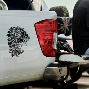 Elegant Sugar Skull With Blossoming Flowers in Hair Vinyl Decal for ...