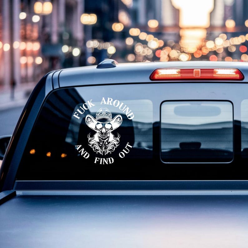 Cowboy Skull Vinyl Decal: FAFO Bold Sticker for Trucks & Cars - Etsy