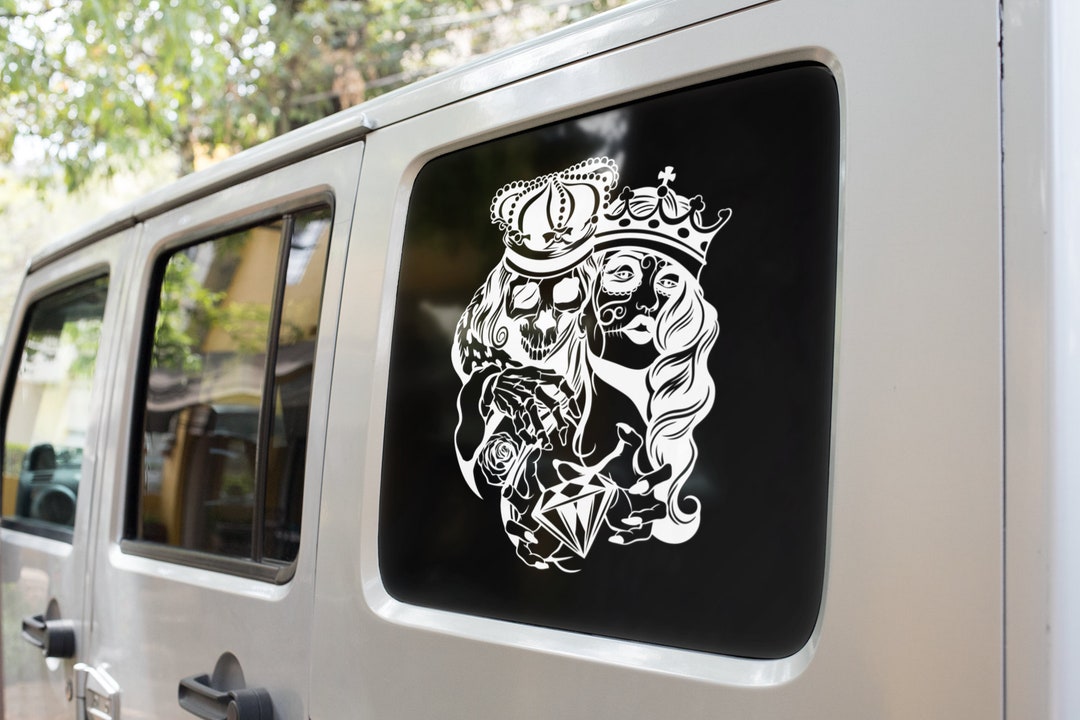 Regal Sugar Skull King & Queen Vinyl Decal - Elegant Car - Laptop ...