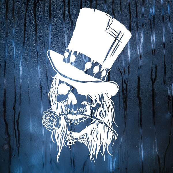 Skull With Roses and Top Hat - Etsy