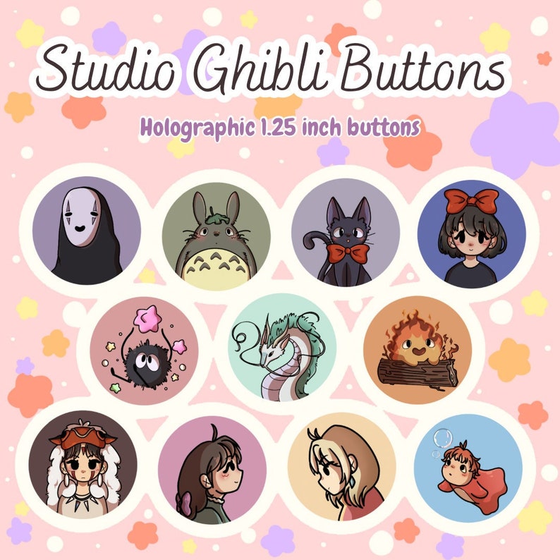 Studio Ghibi Buttons // Holographic 1.25 Inch - Etsy