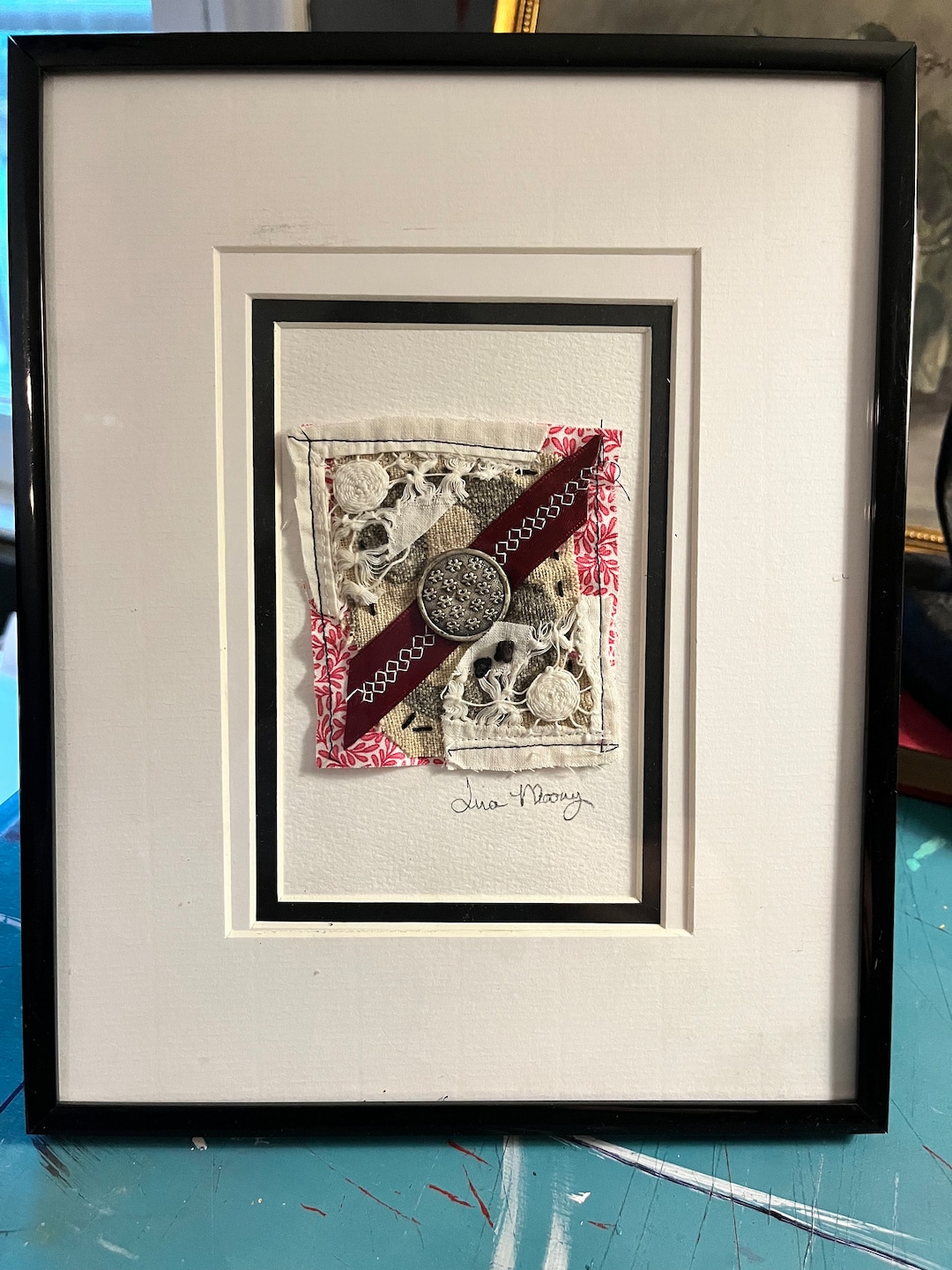 Framed Textile Art Abstract Original Art Outsider Art Home Decortextile ...