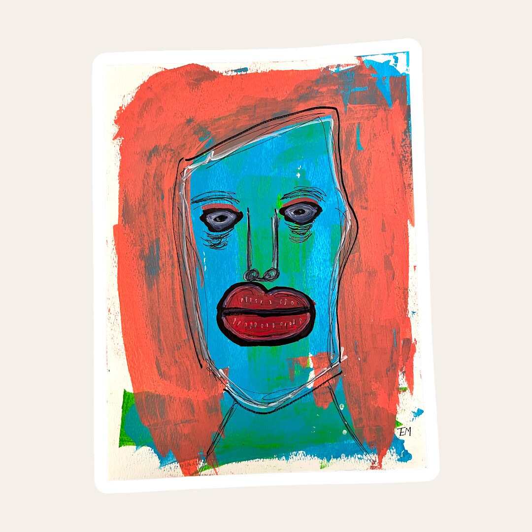 Scary Mary Portrait Painting, Original Abstract Expressionism Art Print ...