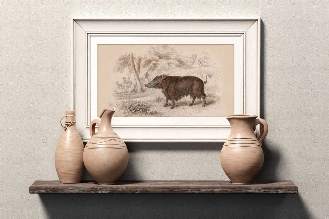 Wild Boar Art Print, Vintage Boar Wall Art, Country Farmhouse Wall ...
