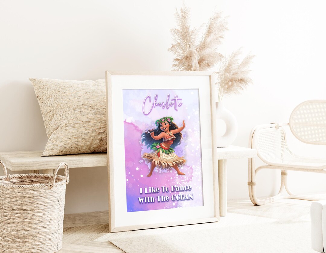 Personalised Moana Art Print, Moana Poster, Disney Girls Bedroom Decor ...